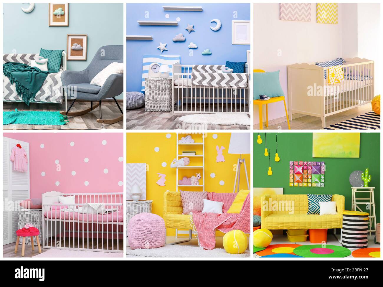 Collage with ideas for children's room interior Stock Photo - Alamy