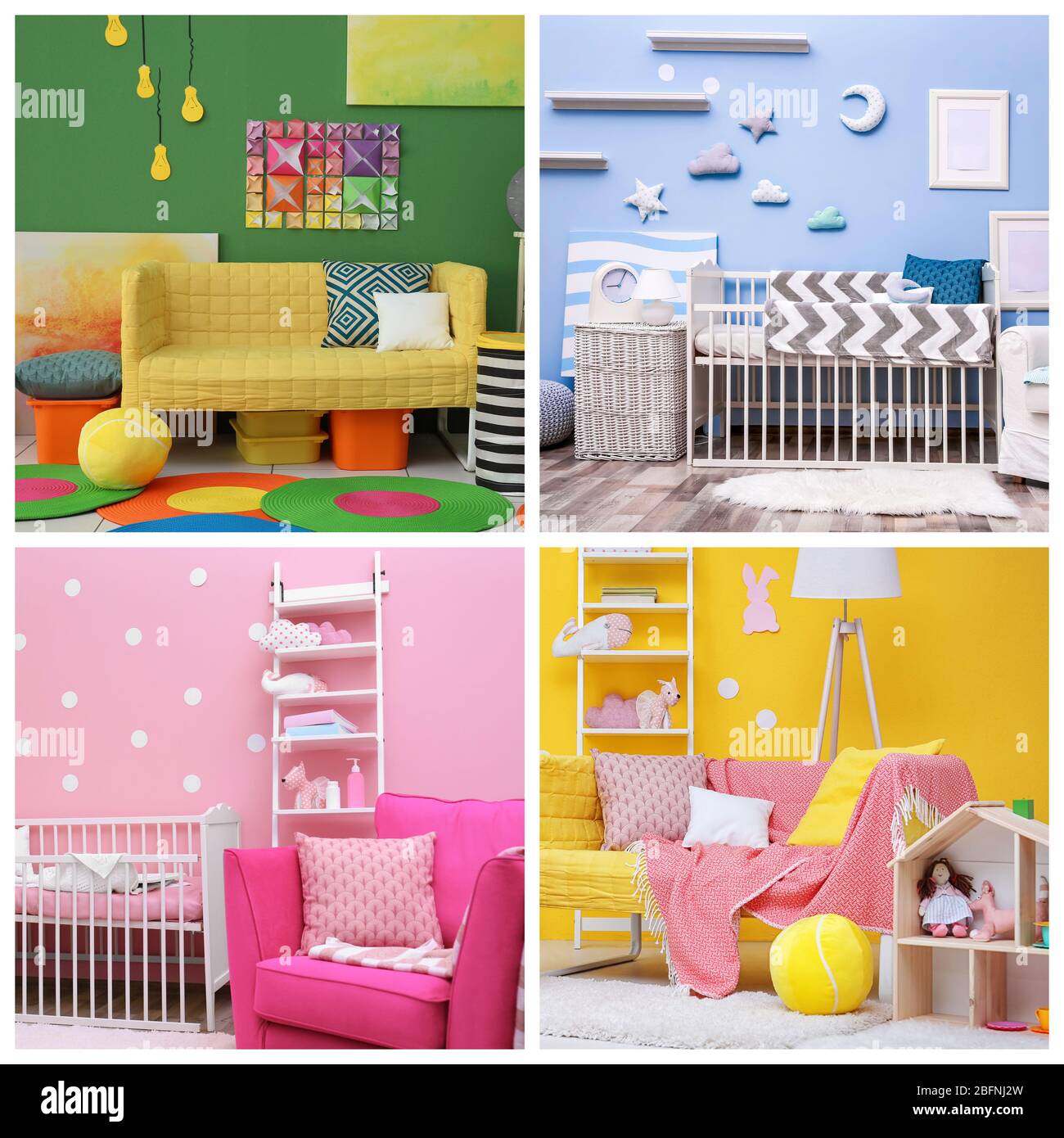 Collage with ideas for children's room interior Stock Photo - Alamy