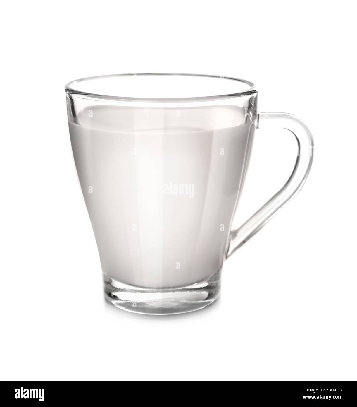 Glass cup of fresh milk on white background Stock Photo - Alamy