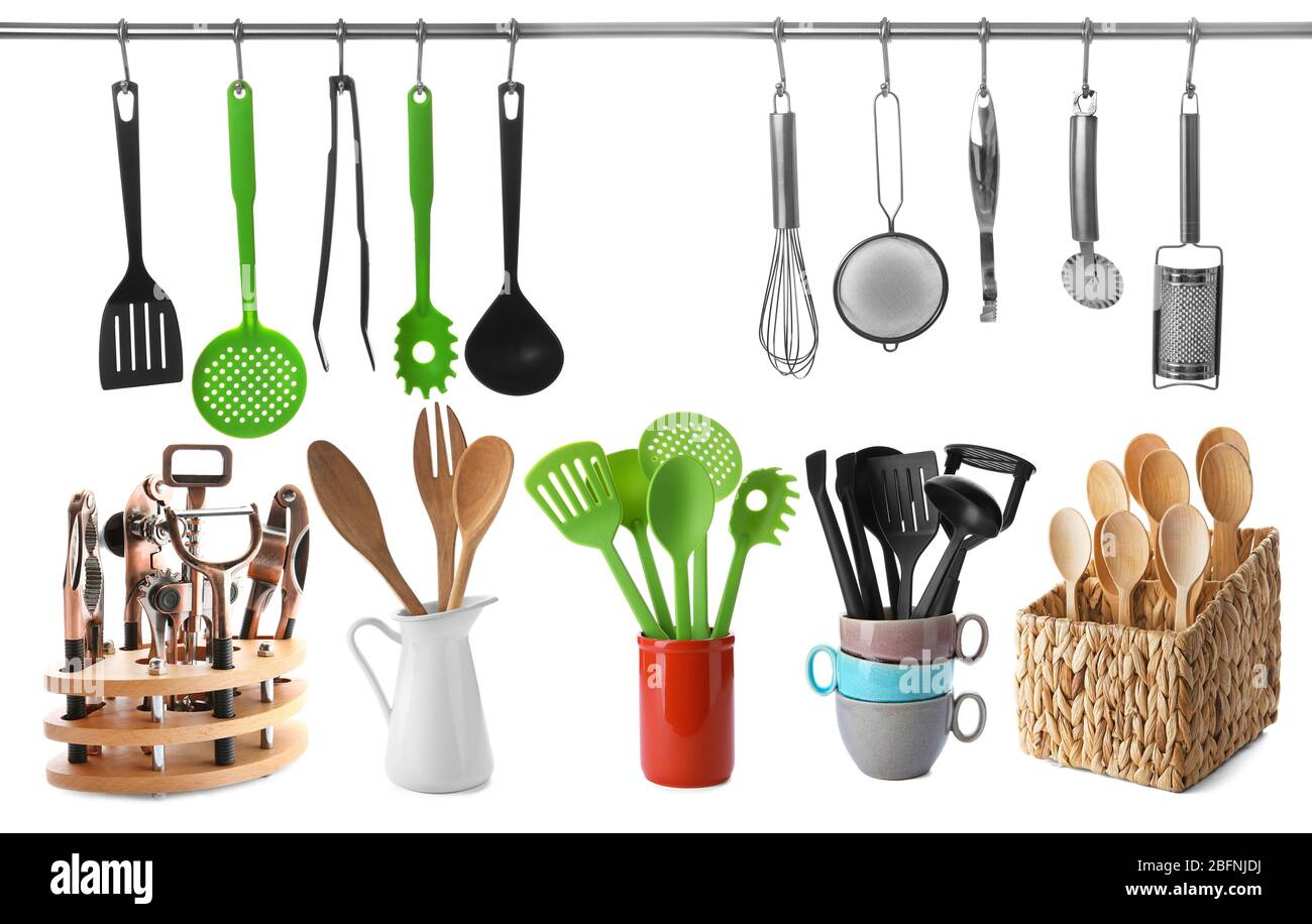 Set sieve on white Cut Out Stock Images & Pictures - Alamy