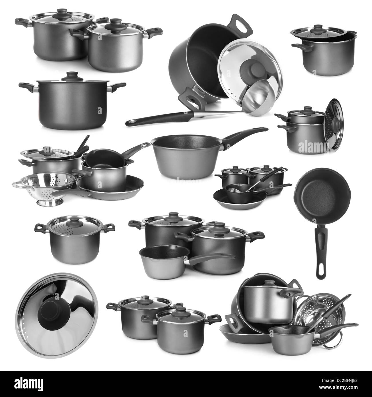 Set of kitchenware on white background Stock Photo - Alamy