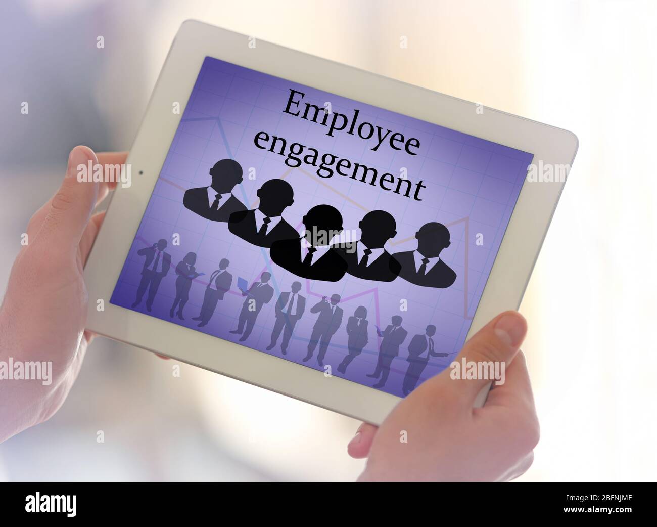 Man working with tablet on blurred background. Concept of employee ...