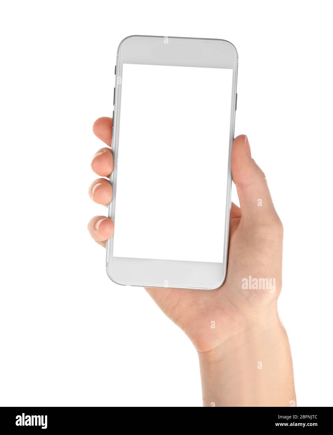 Woman mobile phone clock Cut Out Stock Images & Pictures - Alamy