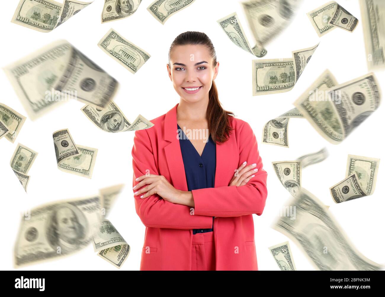 Money rain on young woman hi-res stock photography and images - Alamy
