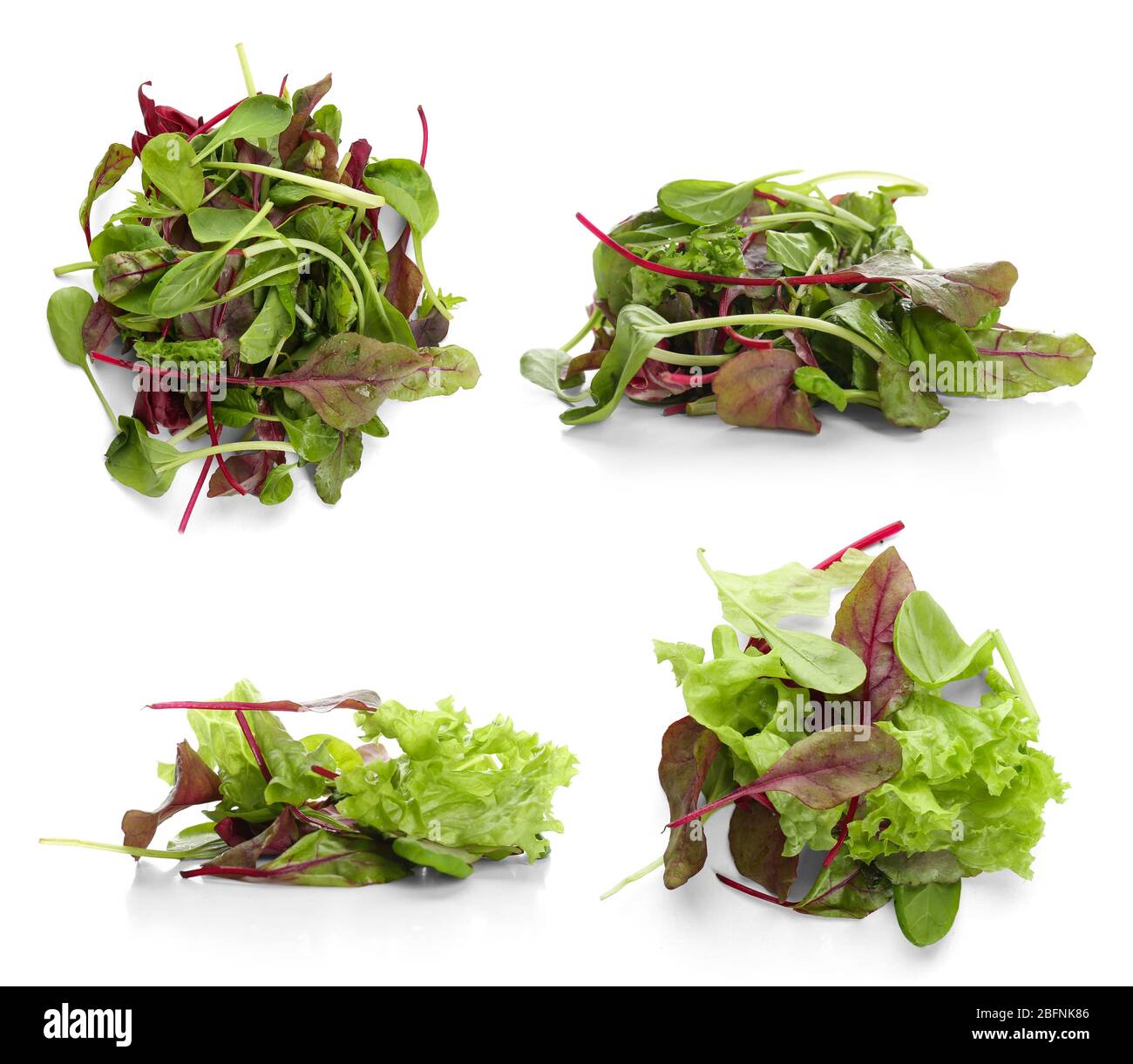 Collage of salad mix on white background Stock Photo - Alamy