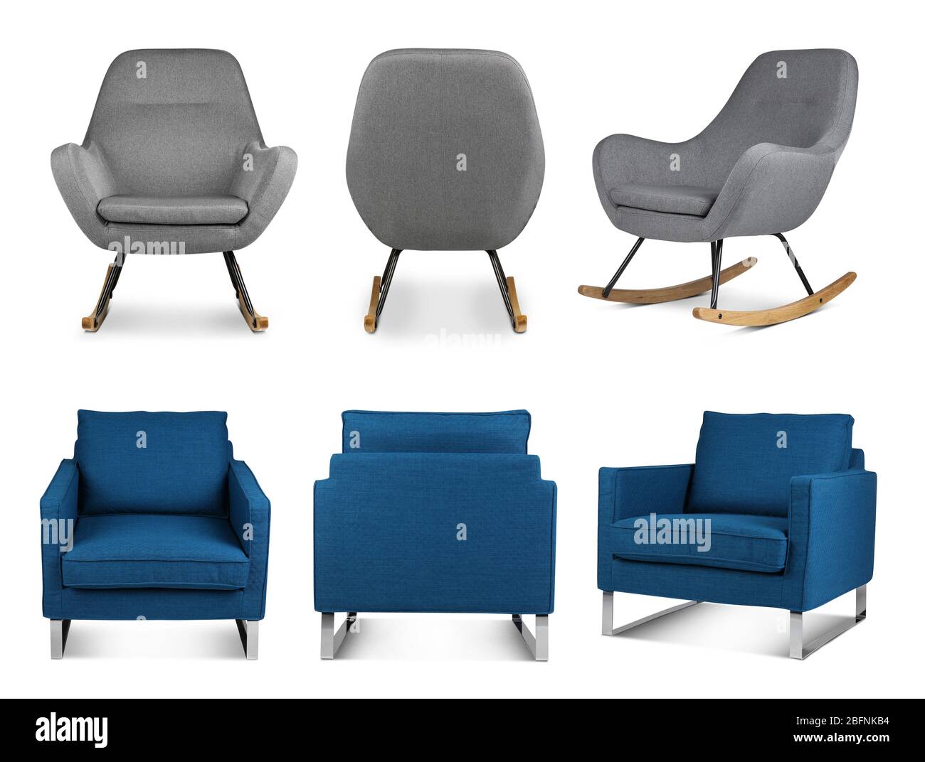 Collage with different armchairs on white background Stock Photo - Alamy