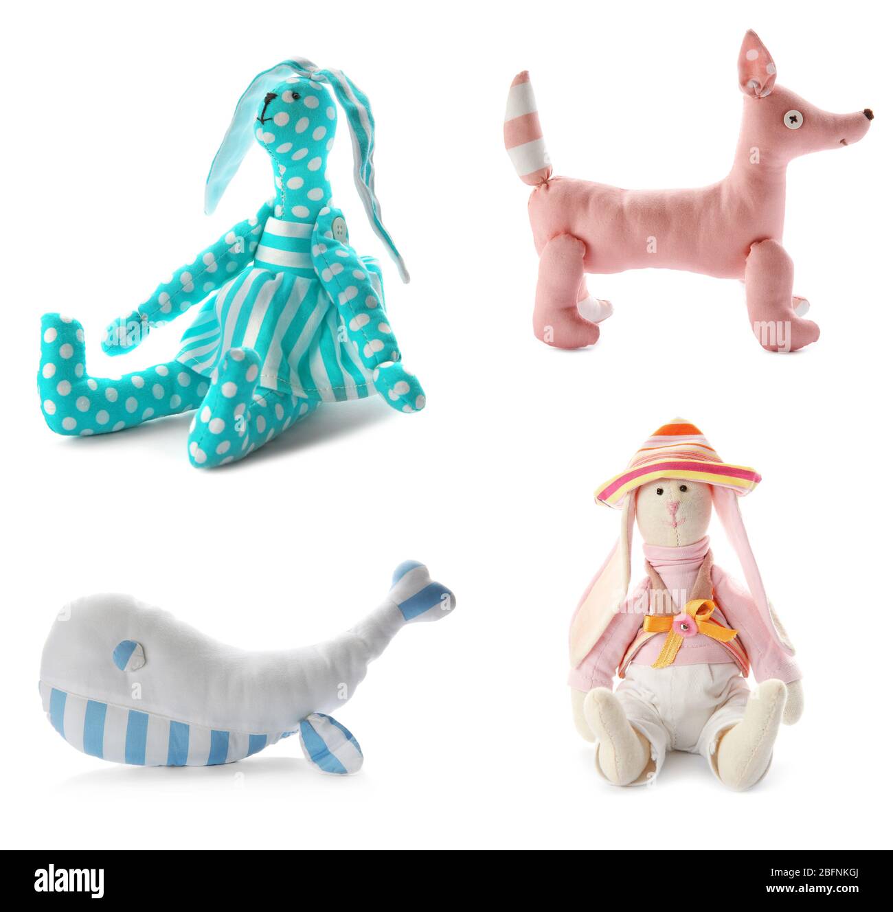 Set of cute toys on white background Stock Photo - Alamy