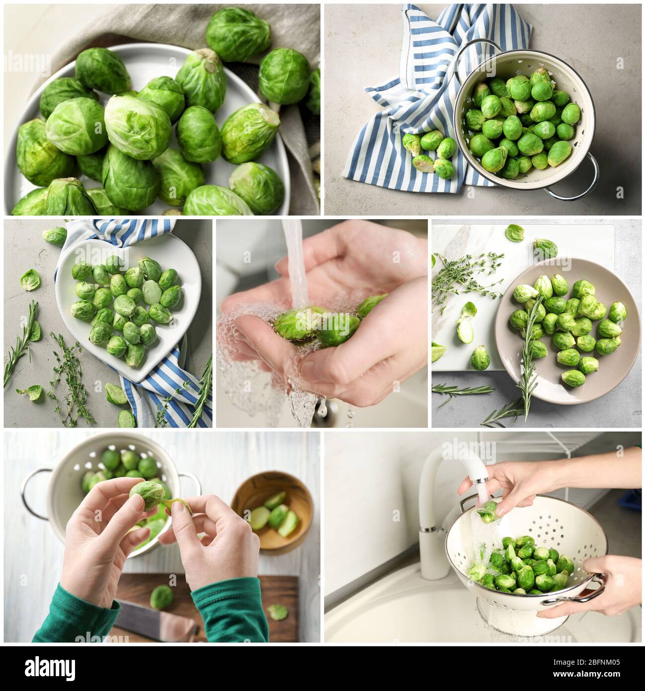 Collage with fresh brussel sprouts Stock Photo - Alamy