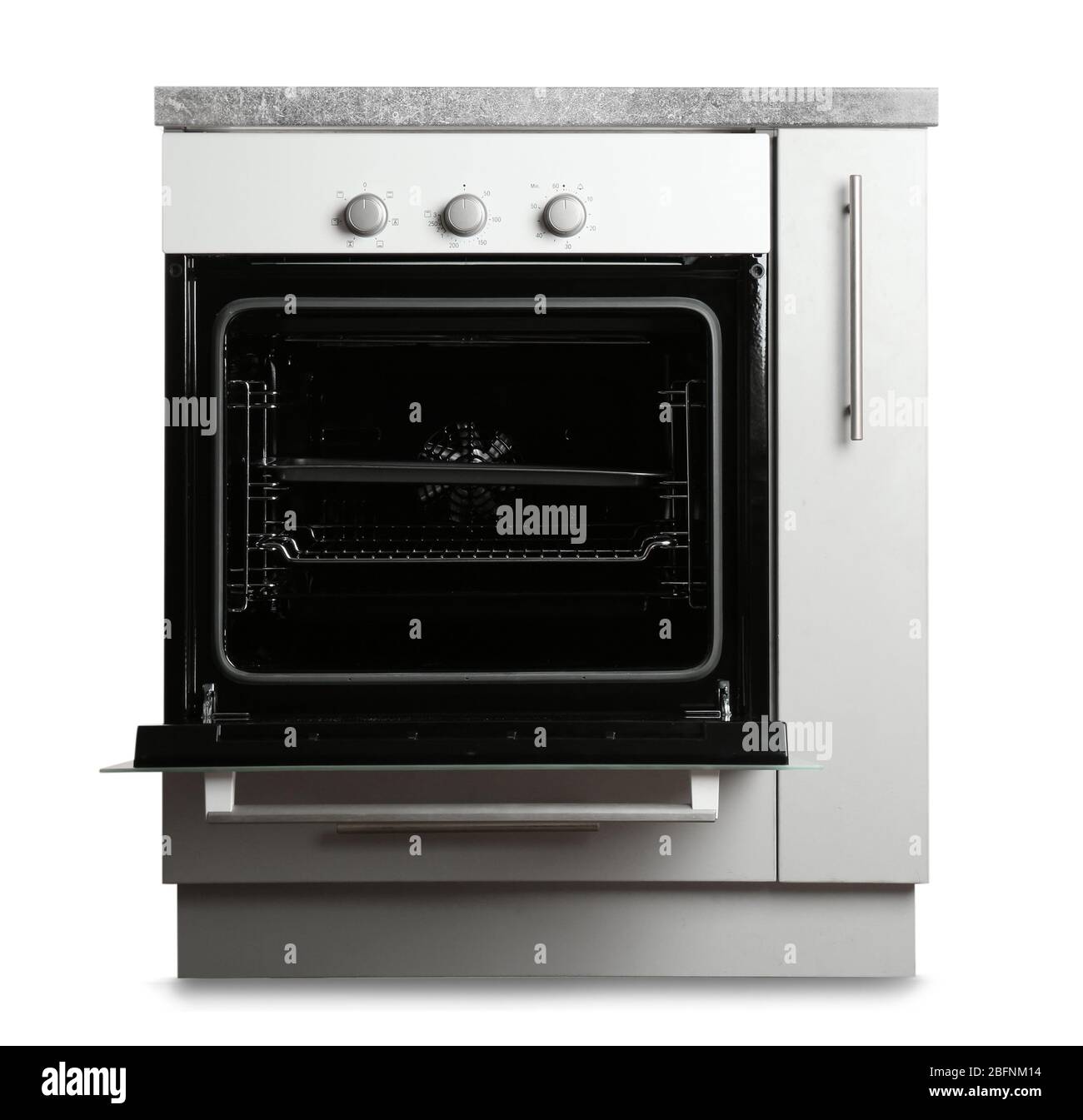 Kitchen cabinet with oven on white background Stock Photo - Alamy