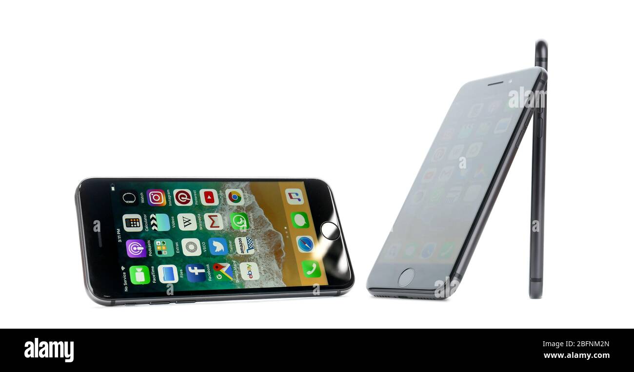 KIEV, UKRAINE - NOVEMBER 28, 2017: Front and side views of Space Gray ...