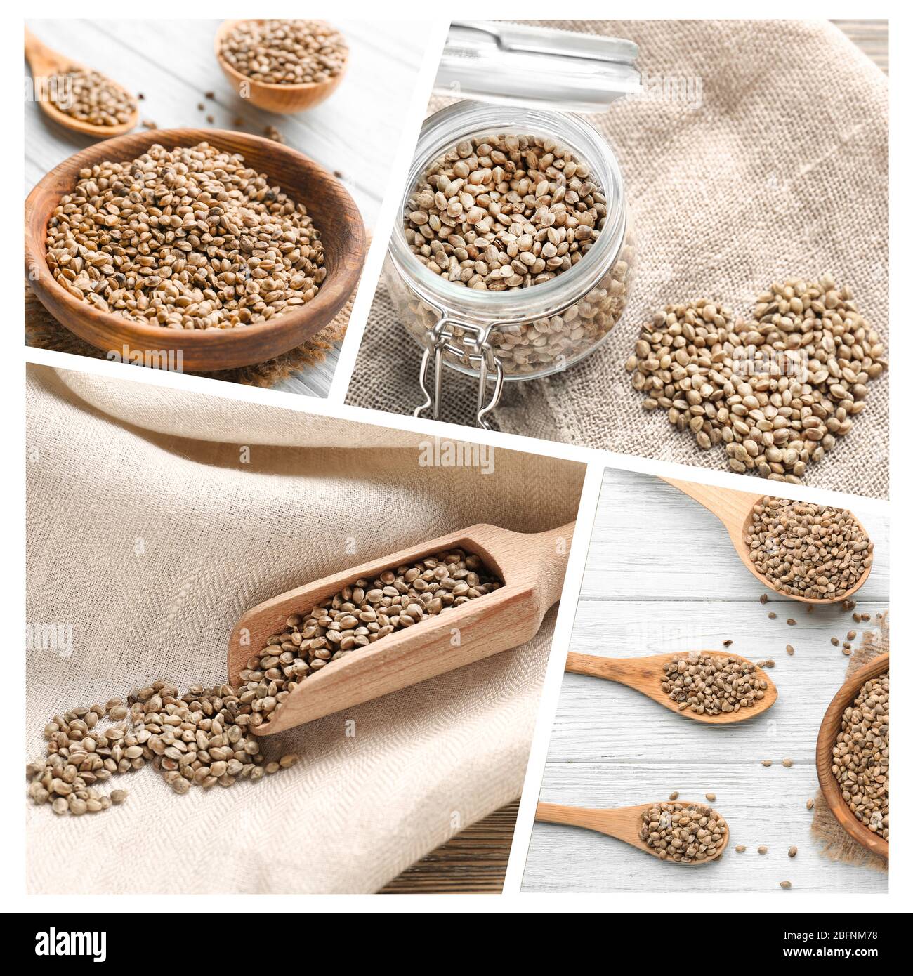Collage with raw hemp seeds Stock Photo - Alamy