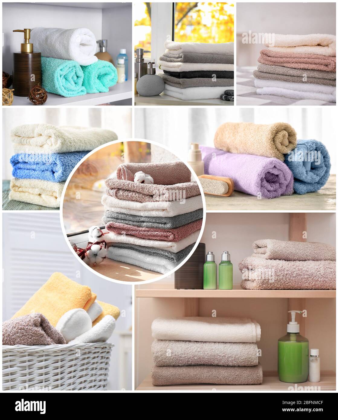 Collage with soft clean towels Stock Photo - Alamy