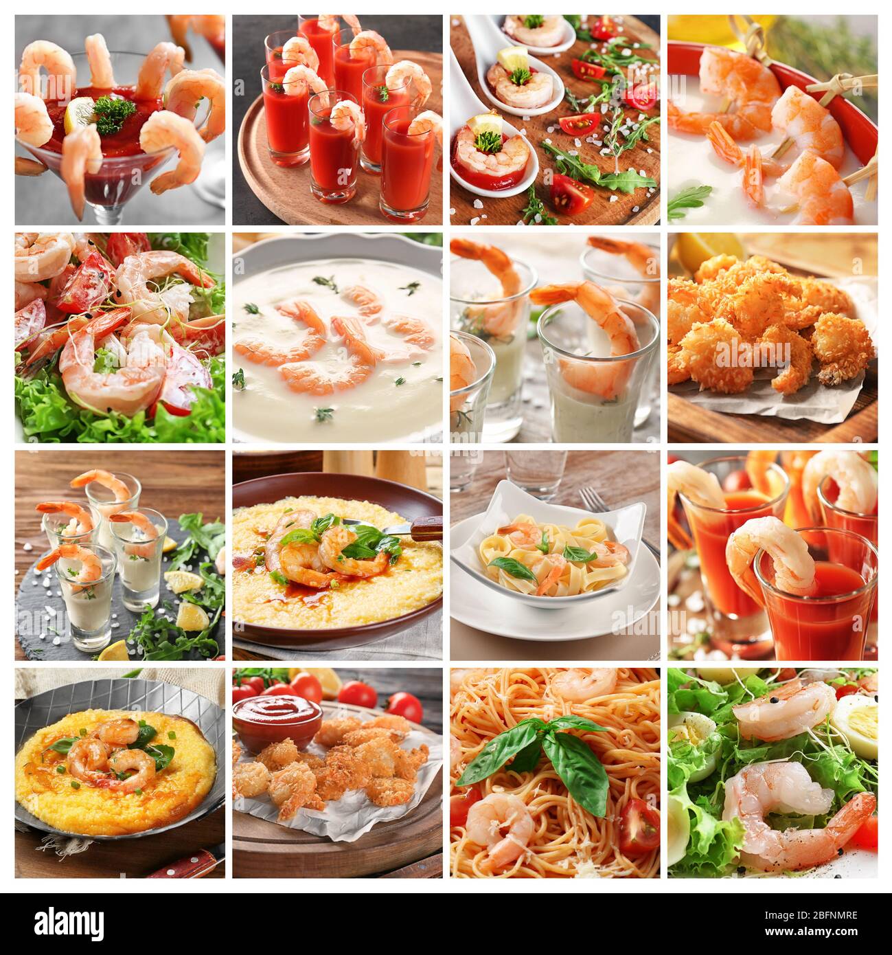 Collage with recipes for different shrimp dishes Stock Photo - Alamy