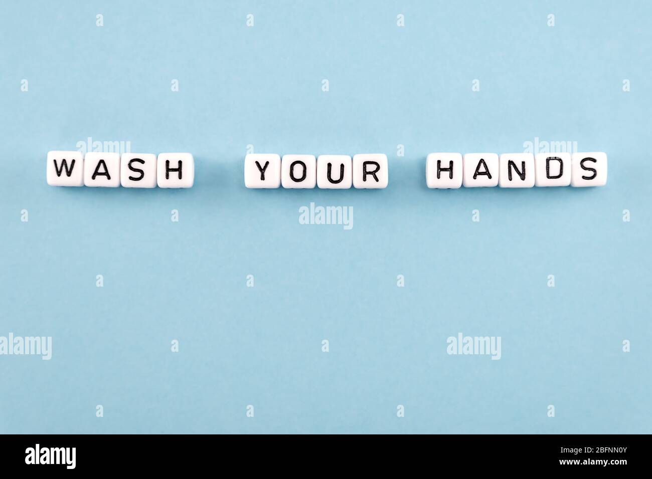 word composed with cubes on a blue background with space for text Stock ...