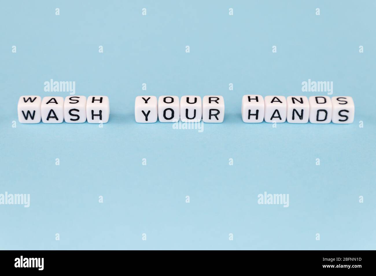 word composed with cubes on a blue background with space for text Stock ...