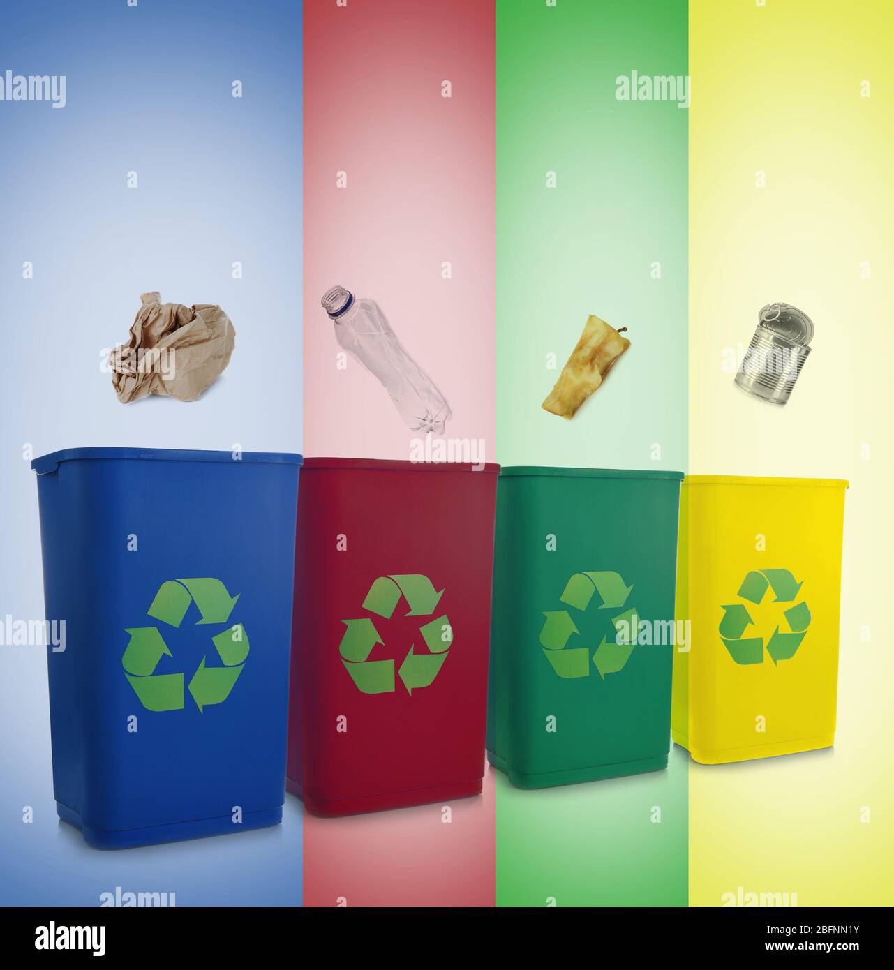 Recycling concept. Colorful bins for different garbage Stock Photo - Alamy