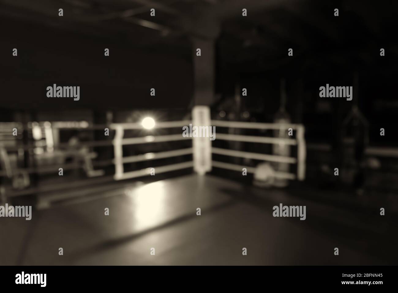 Blurred view of boxing ring in gym Stock Photo - Alamy