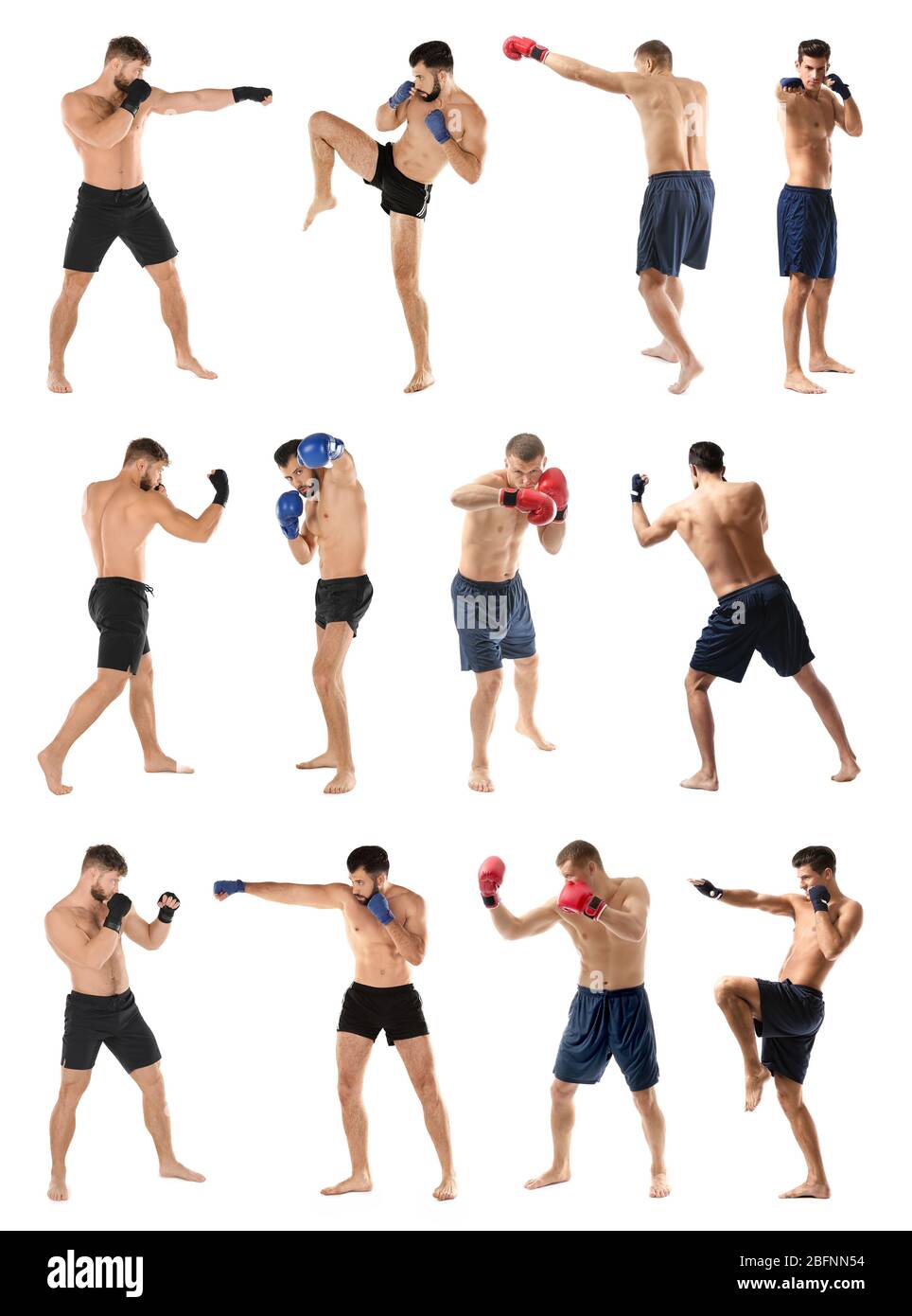 Set of boxers training on white background Stock Photo - Alamy