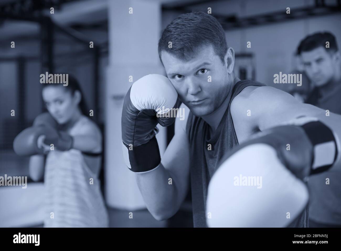 Group of people training during boxing classes in gym Stock Photo - Alamy