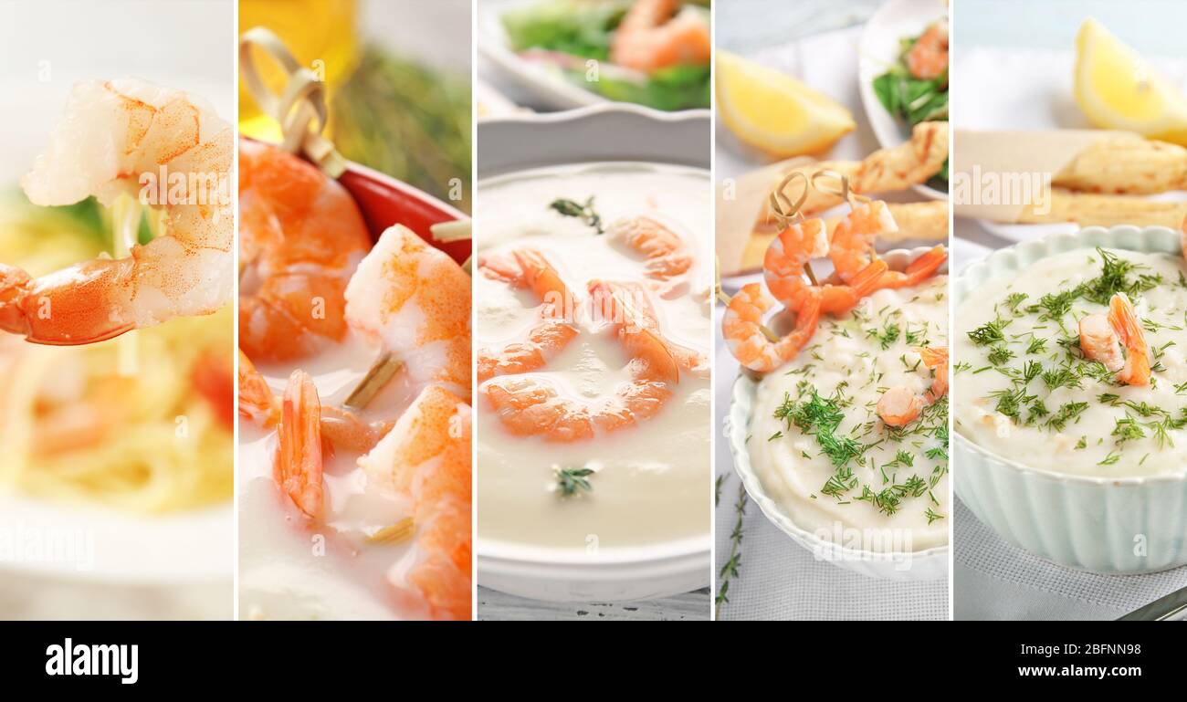 Collage recipes different shrimp hi-res stock photography and images ...