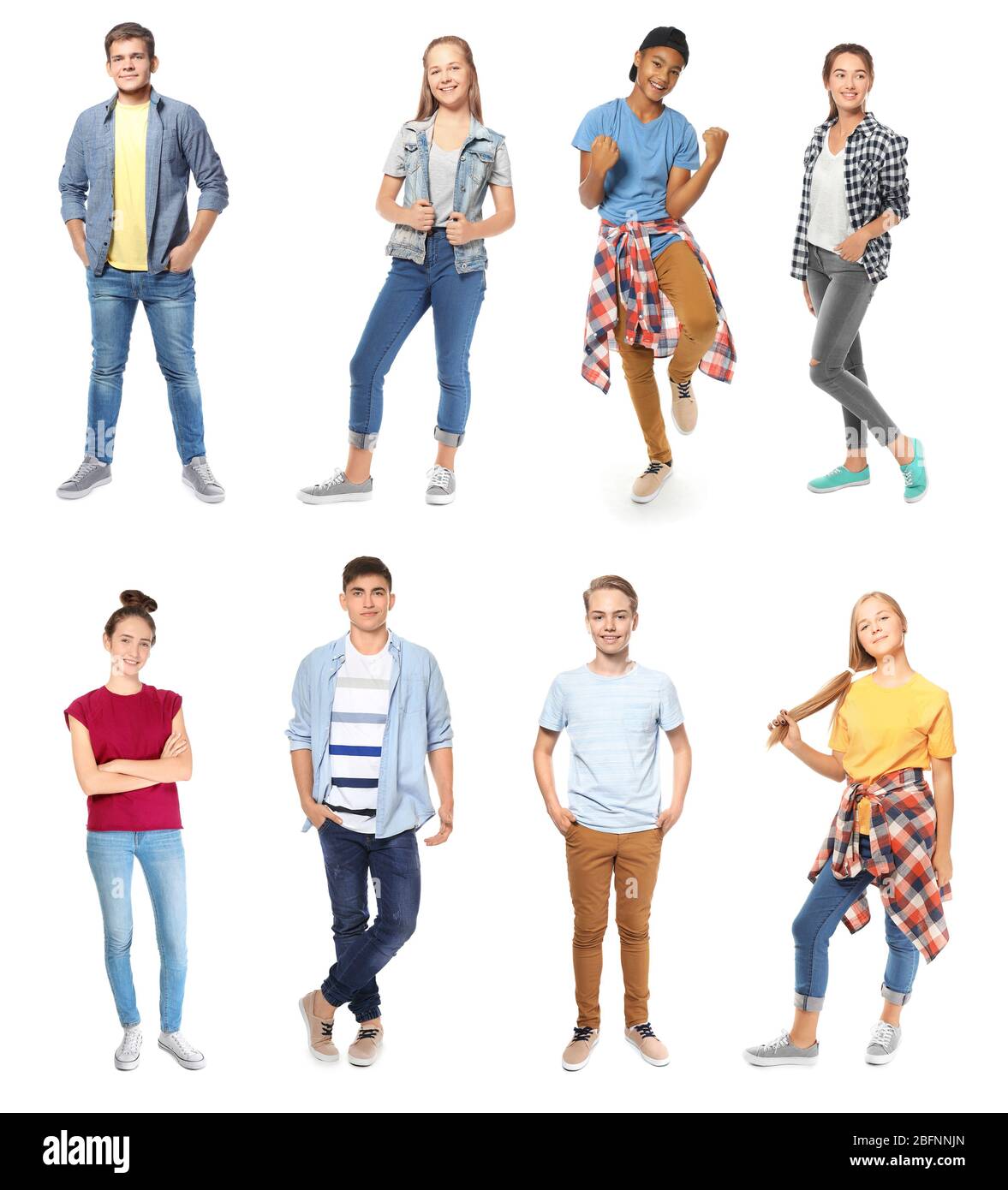 Youth lifestyle concept. Teenagers on white background Stock Photo - Alamy