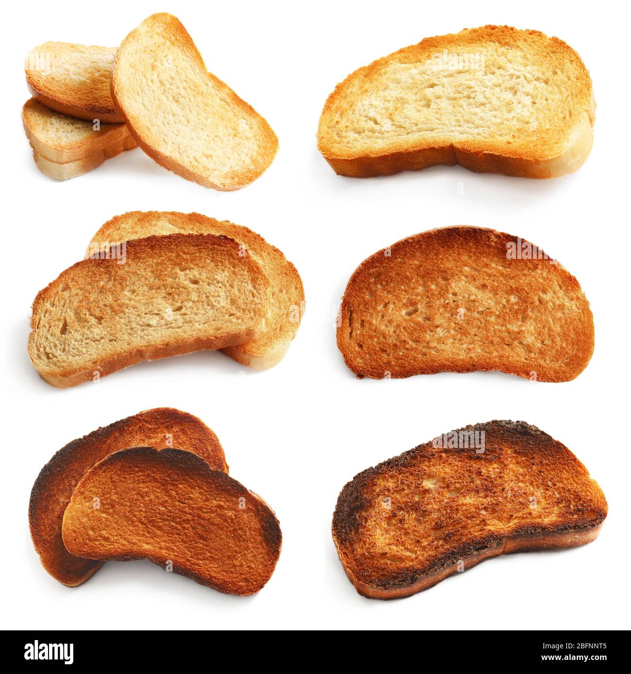Set of toast bread slices on white background Stock Photo - Alamy