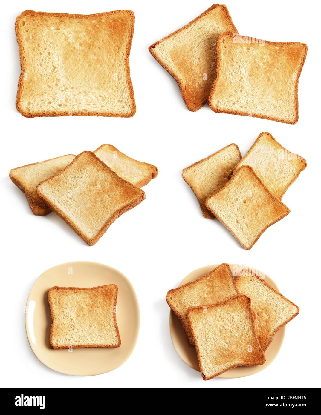 Set of toast bread slices on white background Stock Photo - Alamy
