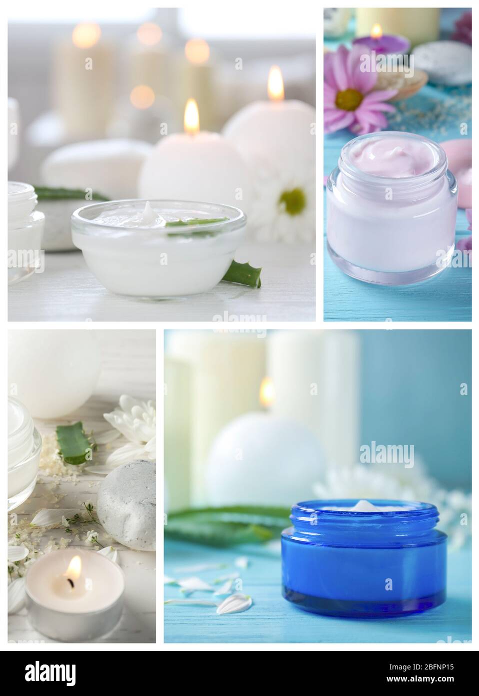 Collection of body cream with natural extracts Stock Photo - Alamy