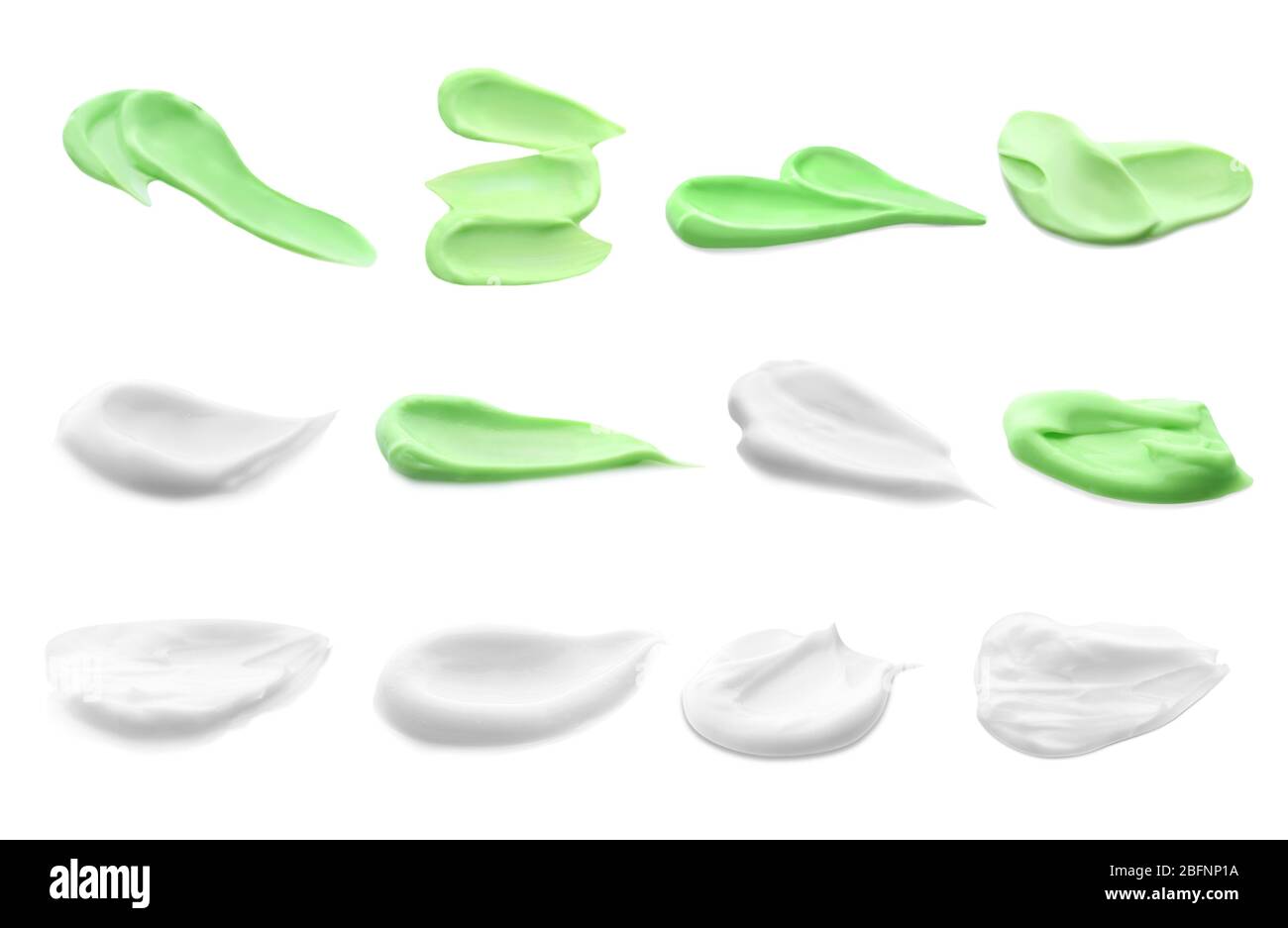 Set of body cream smears on white background Stock Photo - Alamy