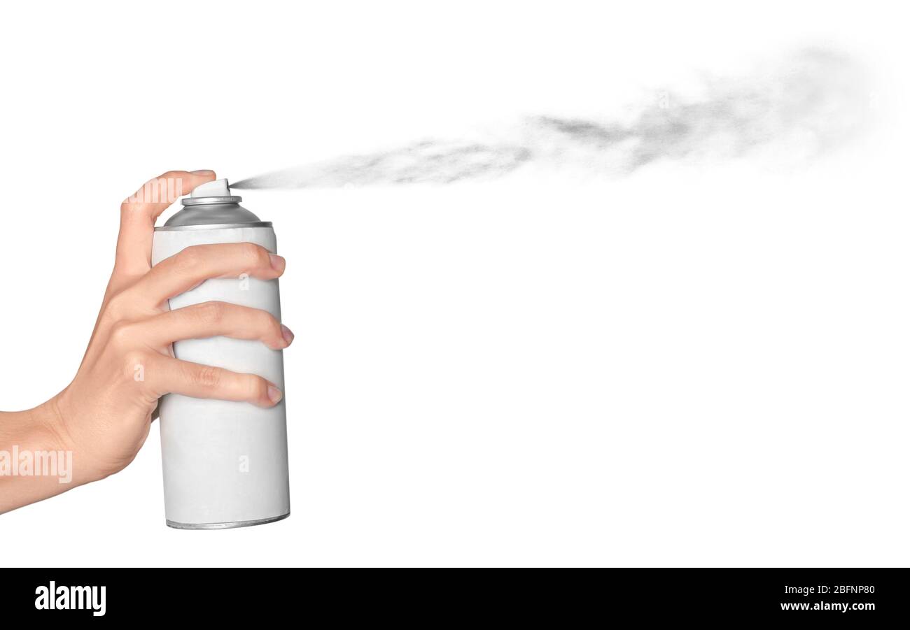 Hand holding spray paint can Cut Out Stock Images & Pictures - Alamy