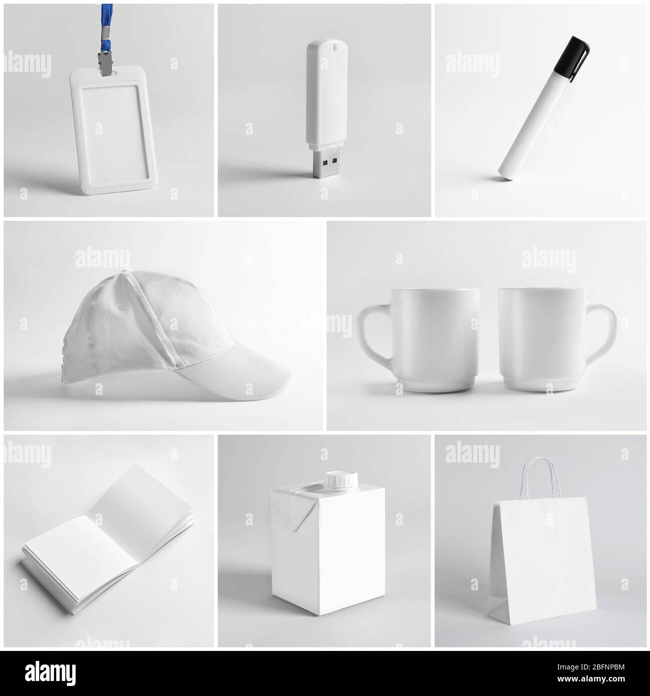 Set of different items on light background. Mockup for design Stock ...