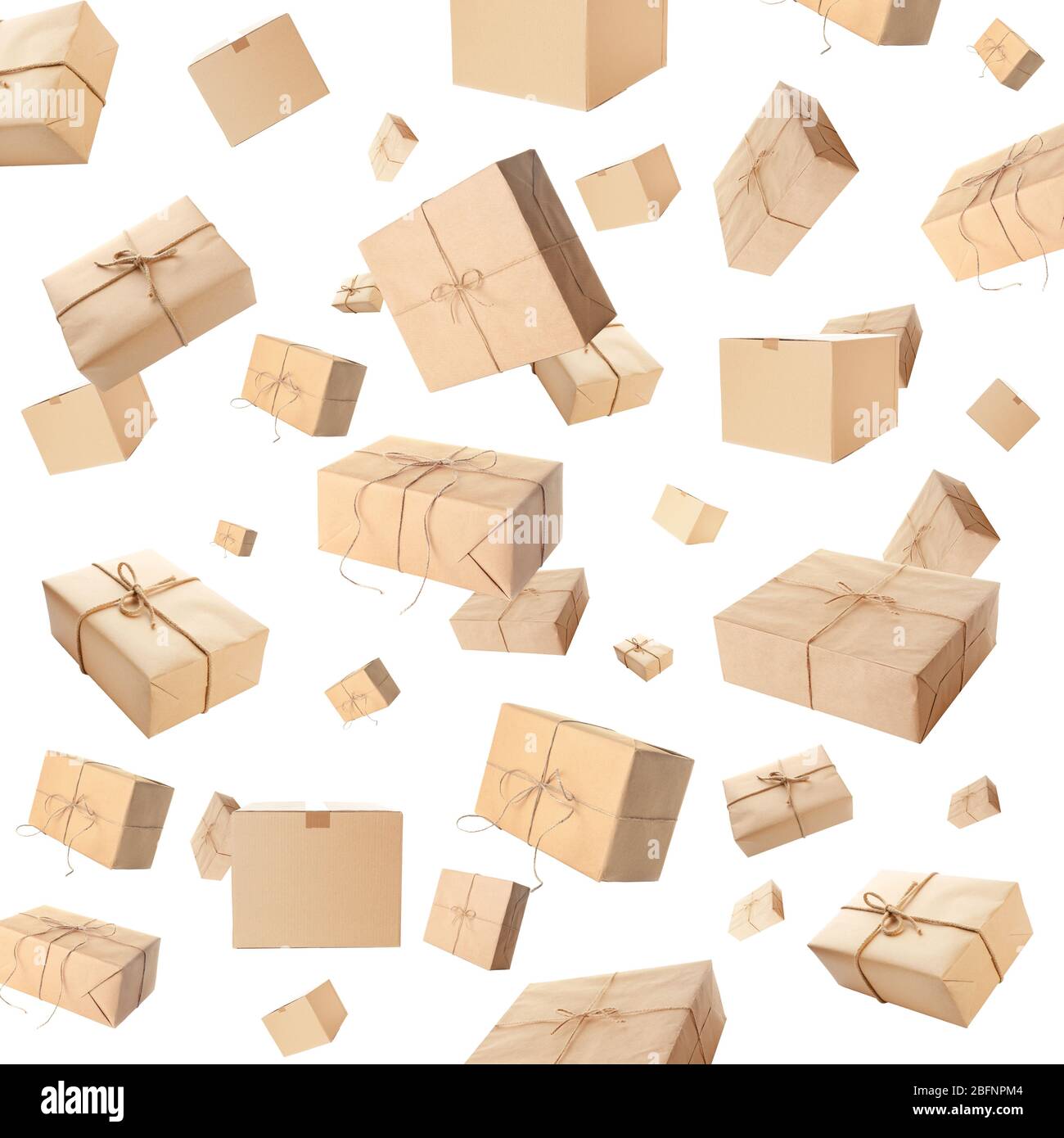 Parcel gift boxes on white background Stock Photo - Alamy