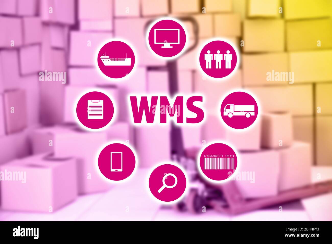 Warehouse management system concept. Cardboard boxes background Stock ...