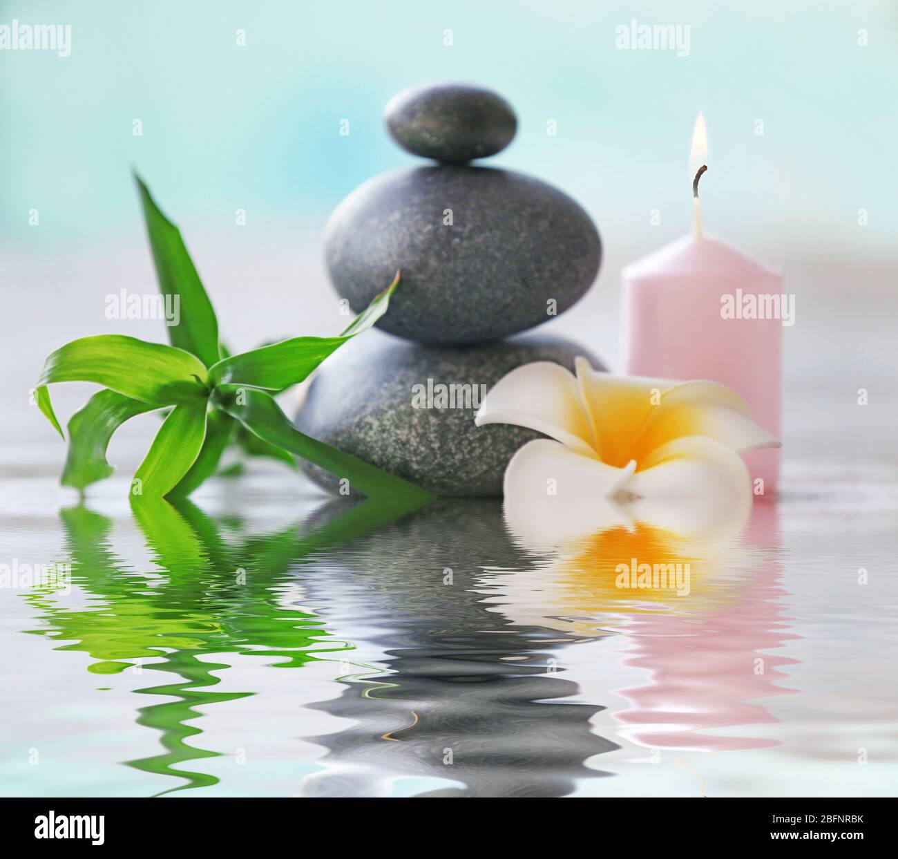 Beautiful spa composition with reflection on water surface Stock Photo ...