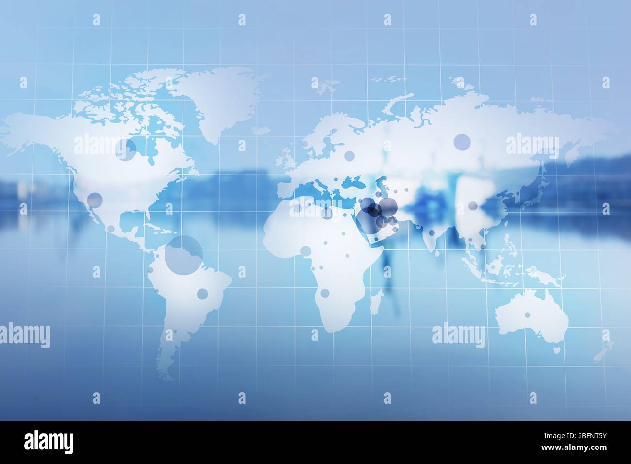 World map with oil extraction areas on sea port background Stock Photo ...