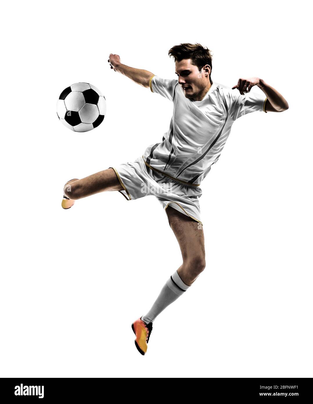 Professional football player on white background Stock Photo - Alamy