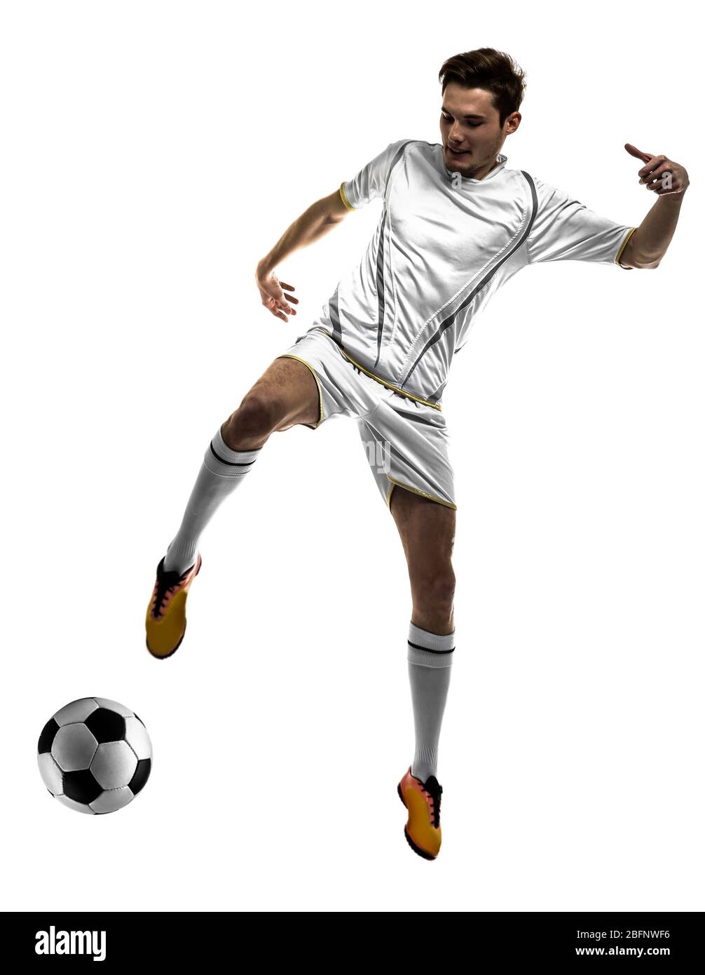 Professional football player on white background Stock Photo - Alamy