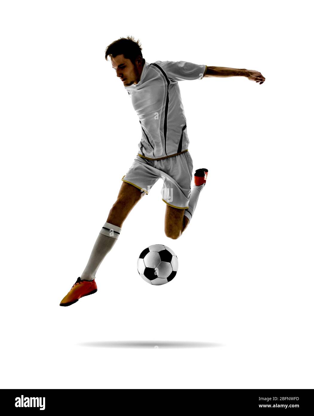 Professional football player on white background Stock Photo - Alamy