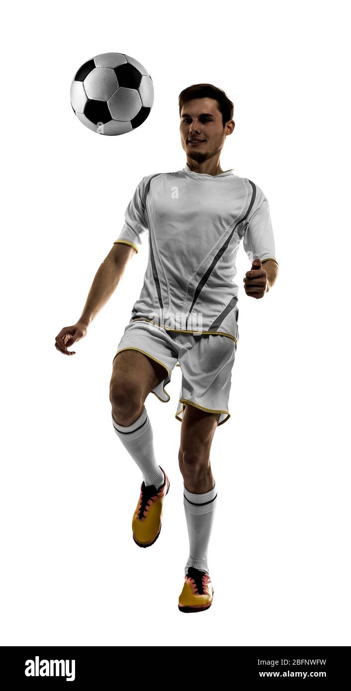 Professional football player on white background Stock Photo - Alamy