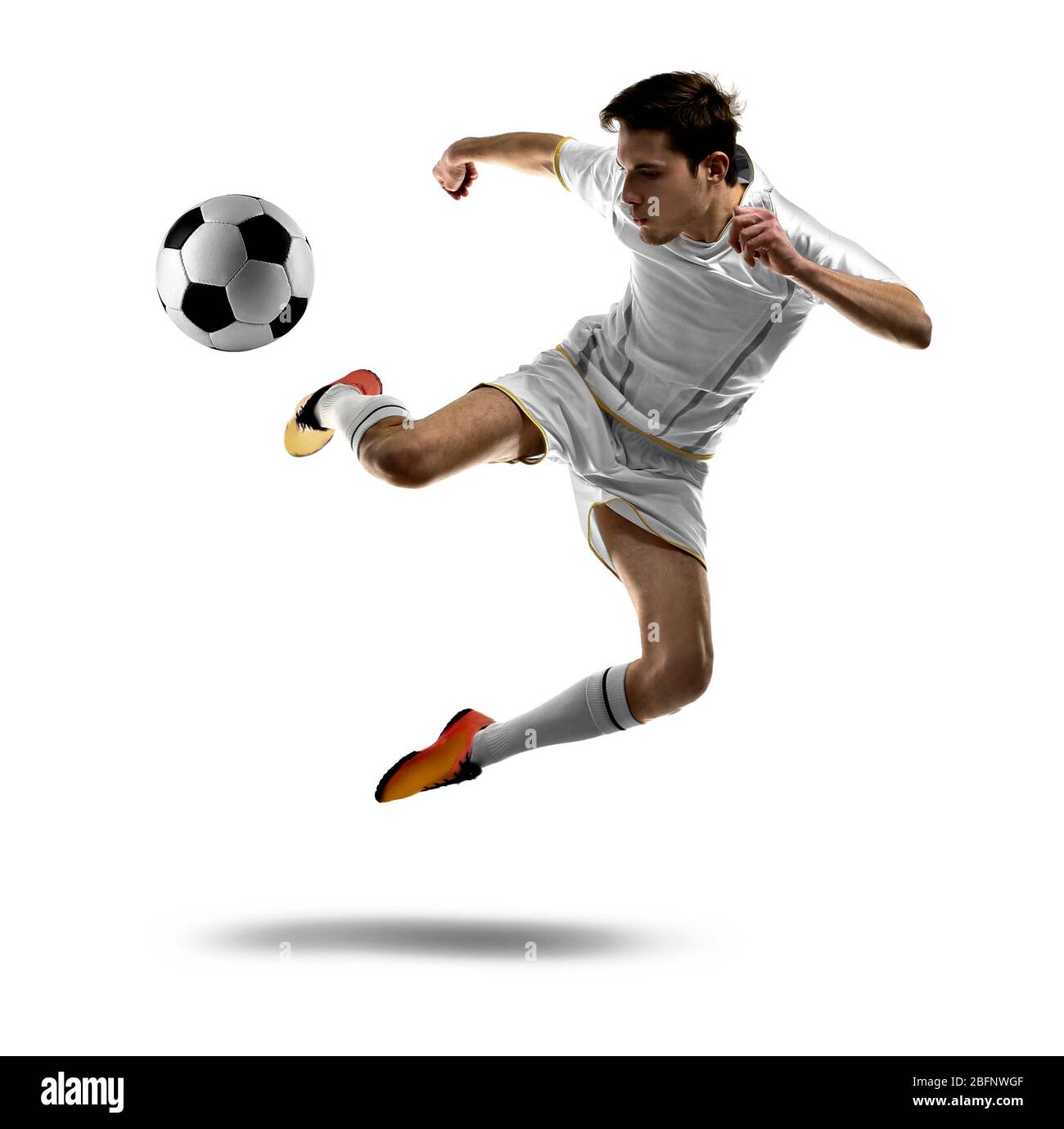 Professional football player on white background Stock Photo - Alamy