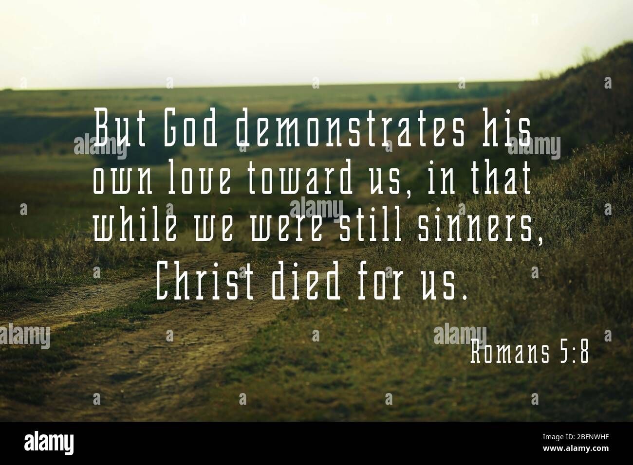 Religious verse on landscape background. Easter celebration concept ...