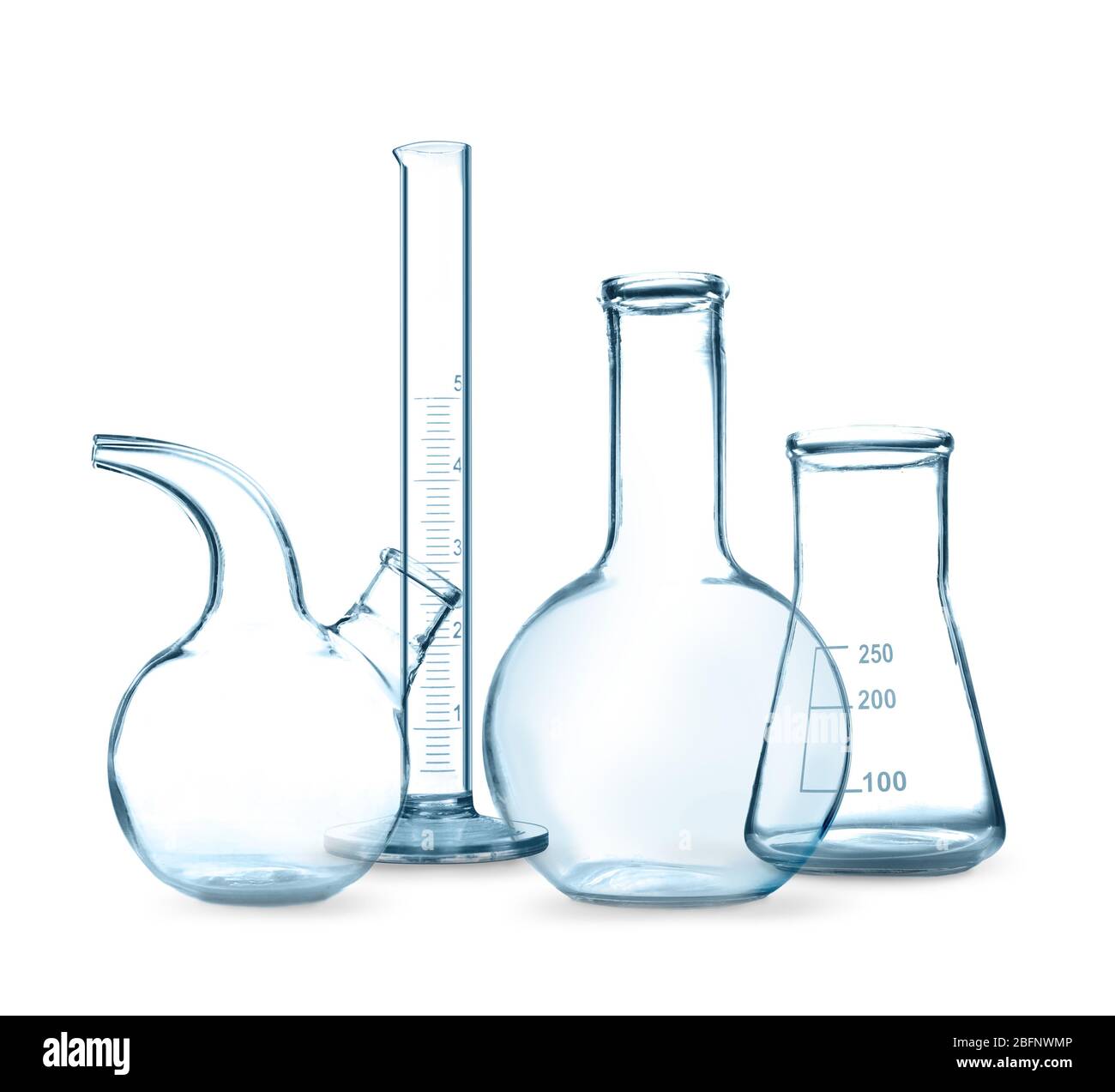 Set of laboratory glassware on white background Stock Photo - Alamy