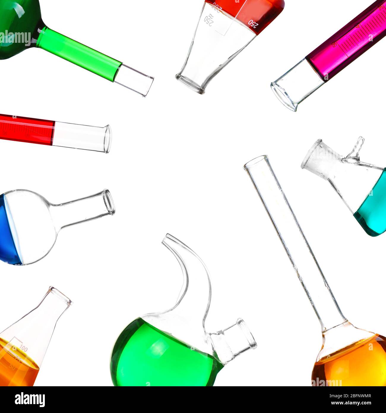 Set of laboratory glassware on white background Stock Photo - Alamy