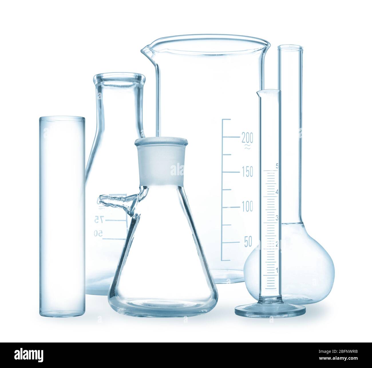 Set of laboratory glassware on white background Stock Photo - Alamy