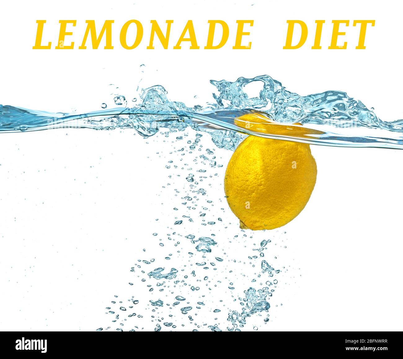 Lemonade diet concept. Lemon underwater on white background Stock Photo ...