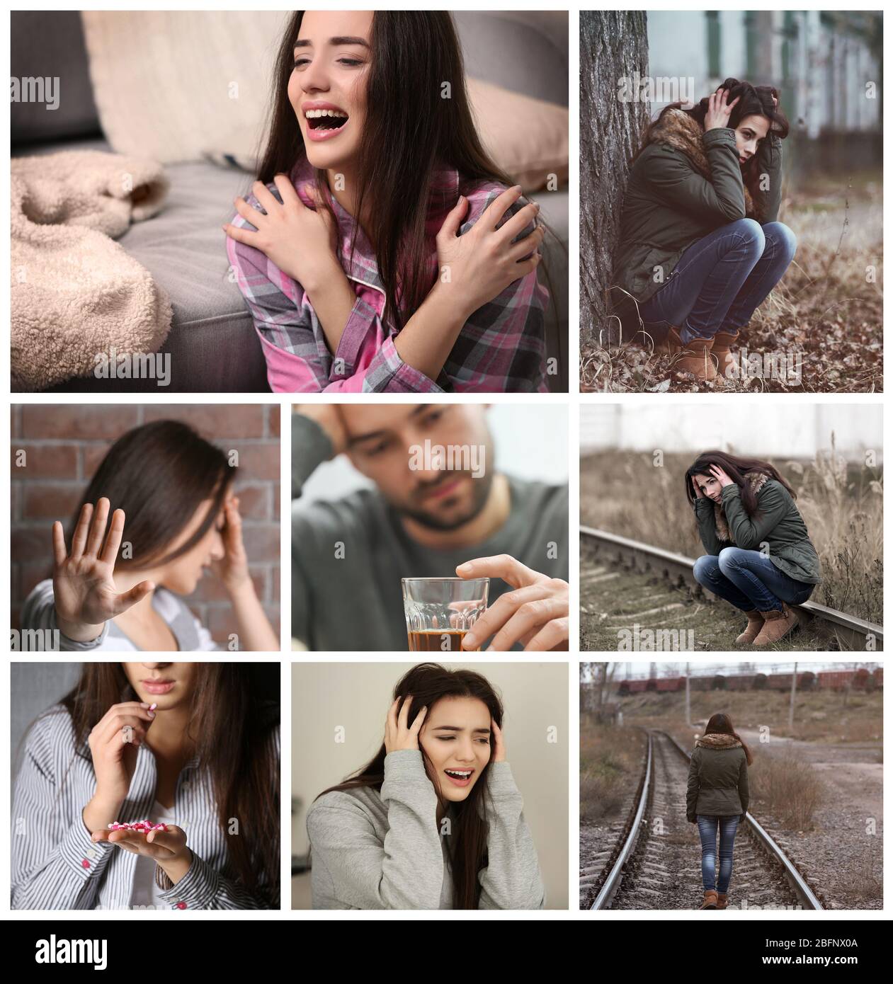 Collage for depression concept Stock Photo - Alamy