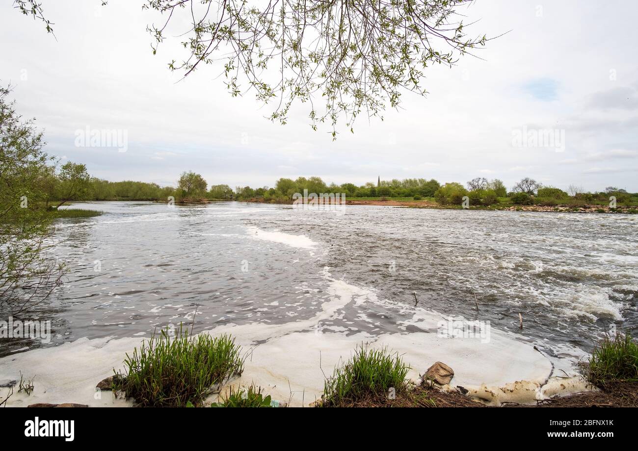 Wide river weir rapids background Stock Photo - Alamy