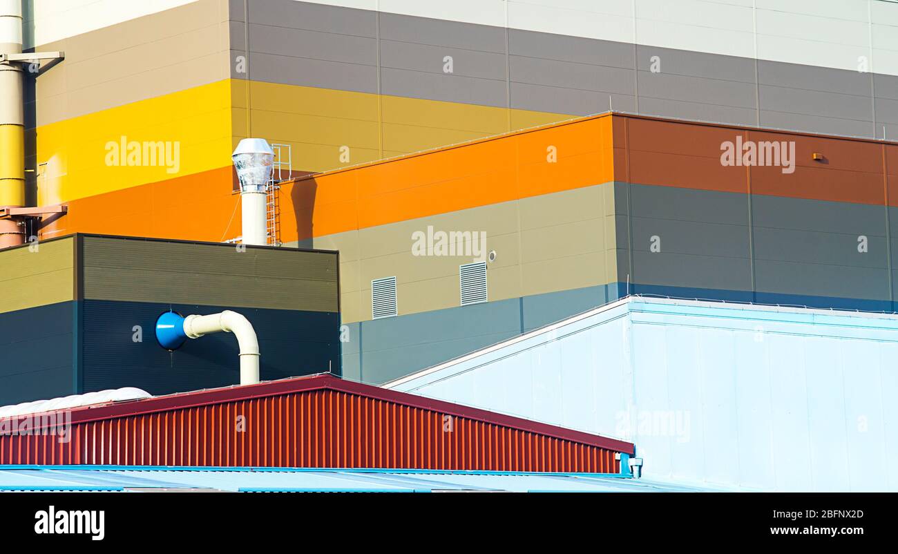 Industrial architecture with colorfull facade detail Stock Photo - Alamy