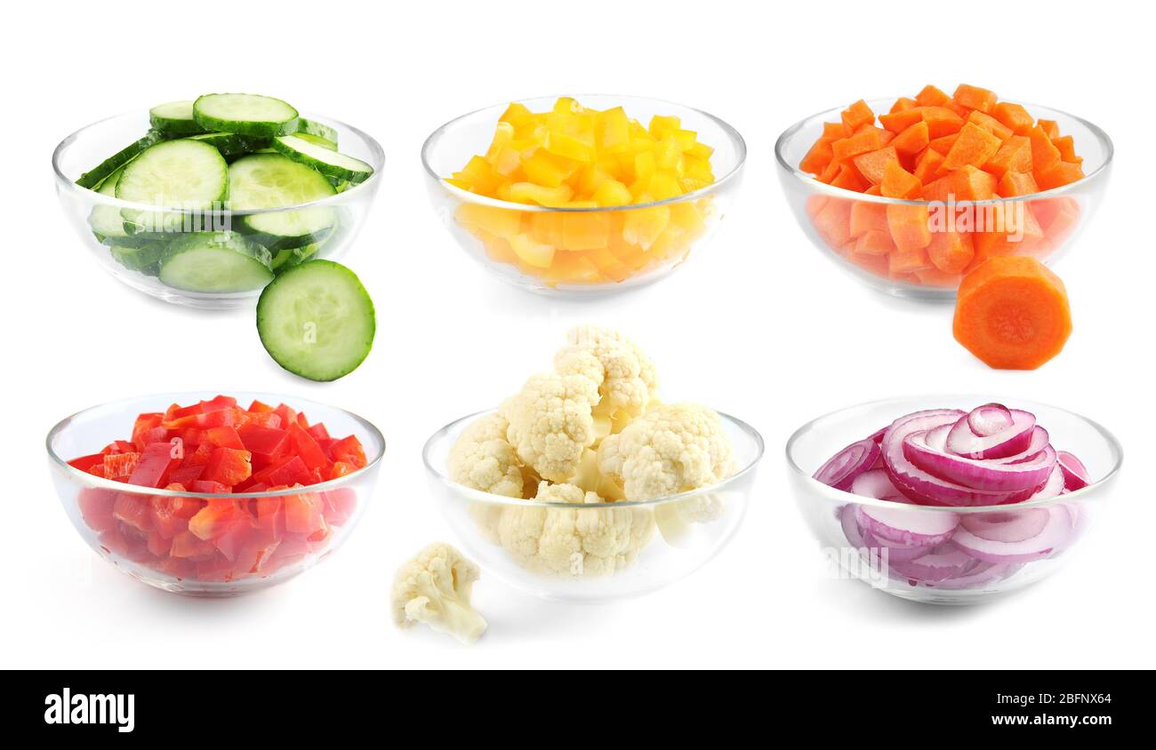 Variety of chopped vegetables on white background Stock Photo - Alamy