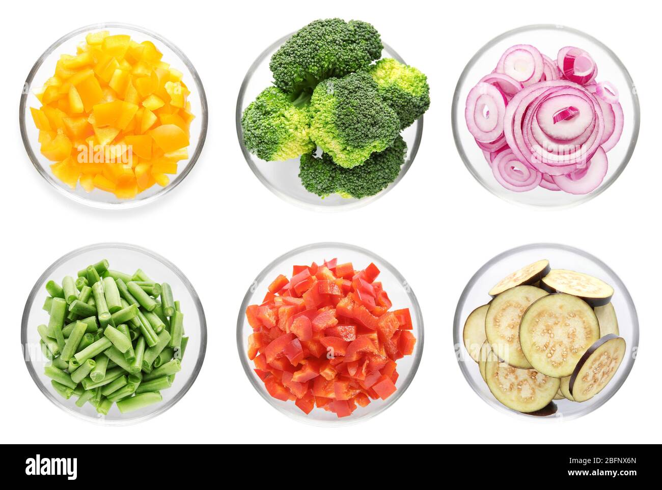 Variety of chopped vegetables on white background Stock Photo - Alamy